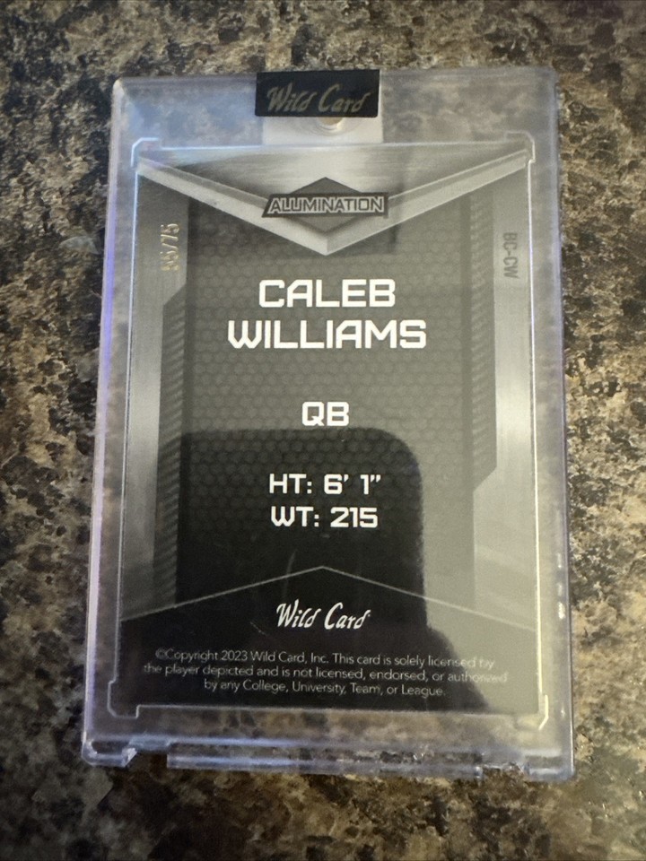 Wild Card Caleb Williams QB Rookie Card Numbered /75!! RARE | eBay