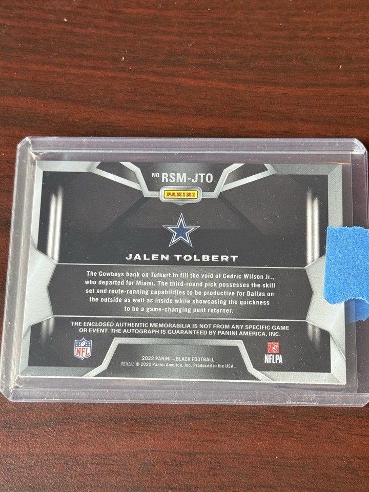 2022-23 Panini Black Jalen Tolbert #RSM-JTO RC Dual Patch Auto /5 ...