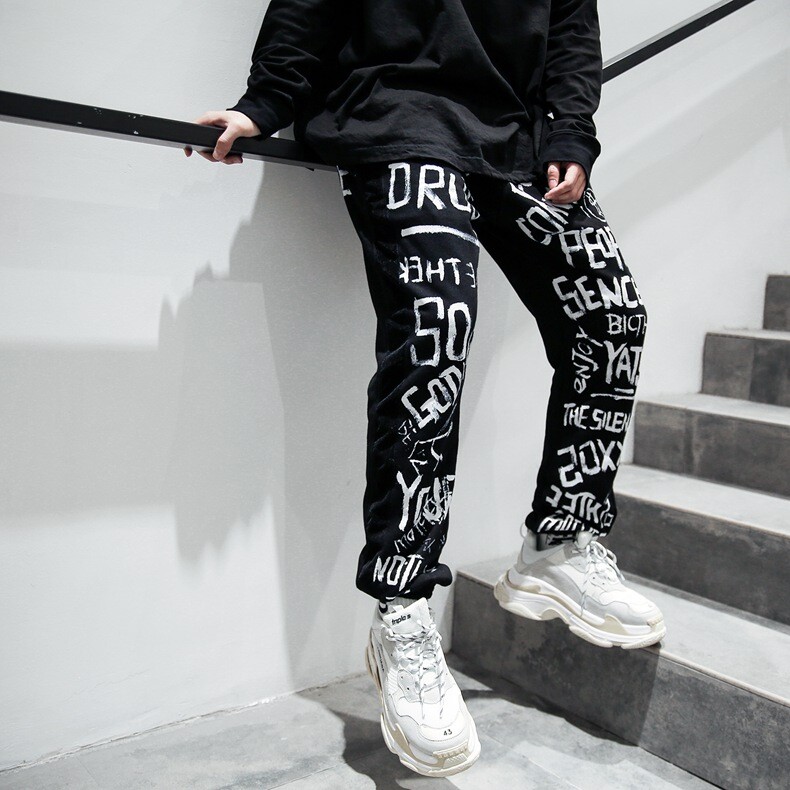 Niepce Doodle Arts Streetwear Black Sweatpants Graffiti Art Jogger ...