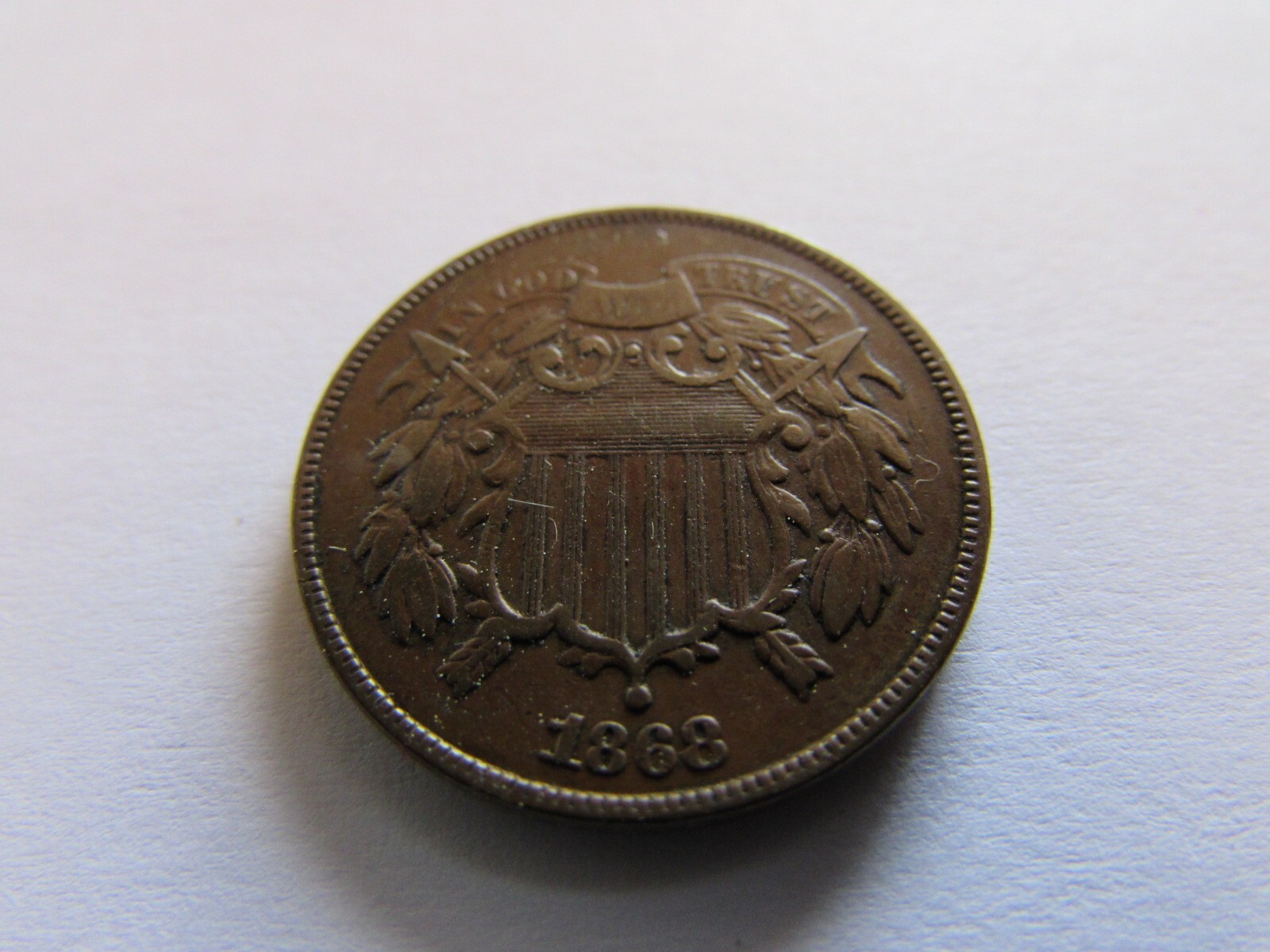 1868 Two Cents Copper Coin Philadelphia Mint 2 Cent Piece Odd ...