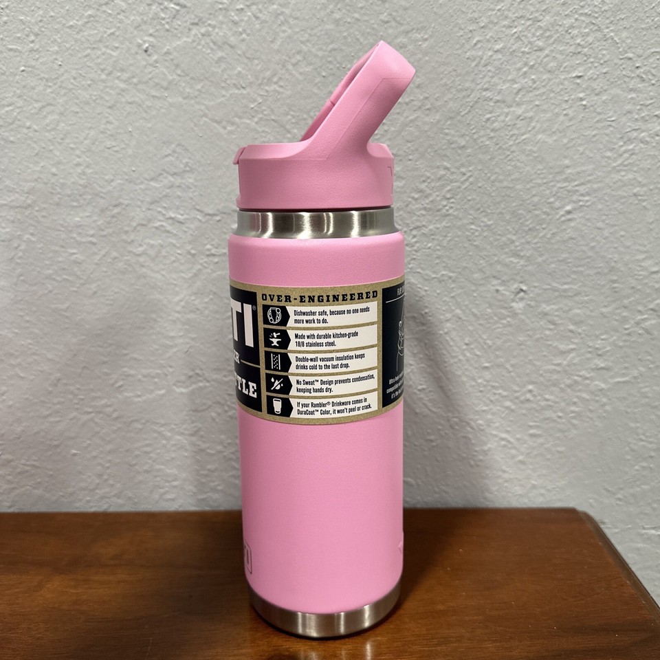 Yeti POWER PINK Rambler 26 oz bottle Power Pink Color Matched Straw Cap ...