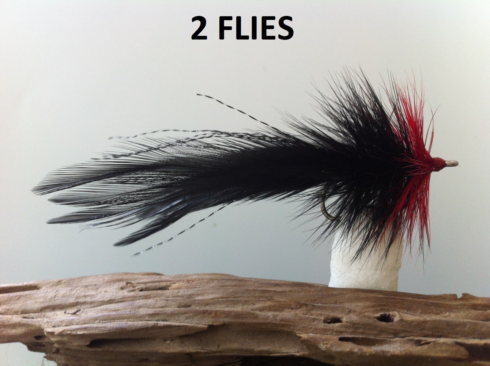 SEADUCER black/red CLASSIC FLY 2 FLIES 34007 #2 redfish tarpon striper ...