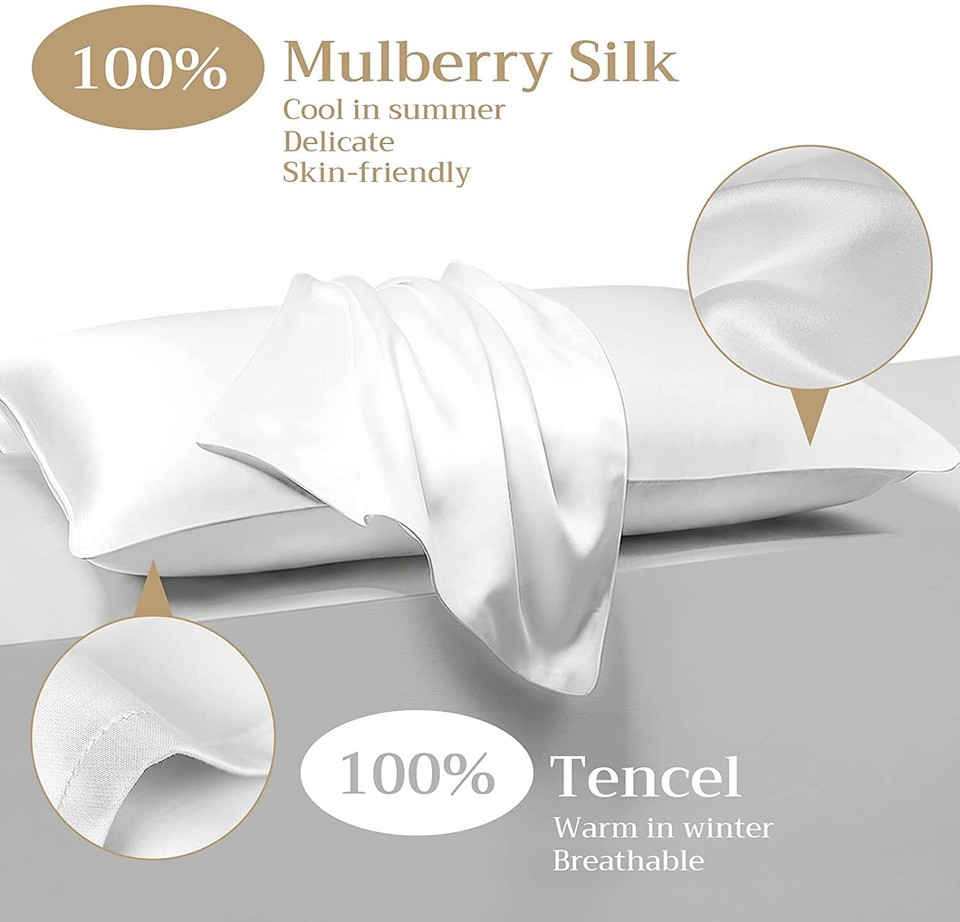 1 Pack Silk Pillowcase, Blissy -like DKBslik for Hair and Skin, white ...