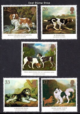 1991 Dogs Paintings George Stubbs Complete Set SG1531 - 1535 Unmounted ...