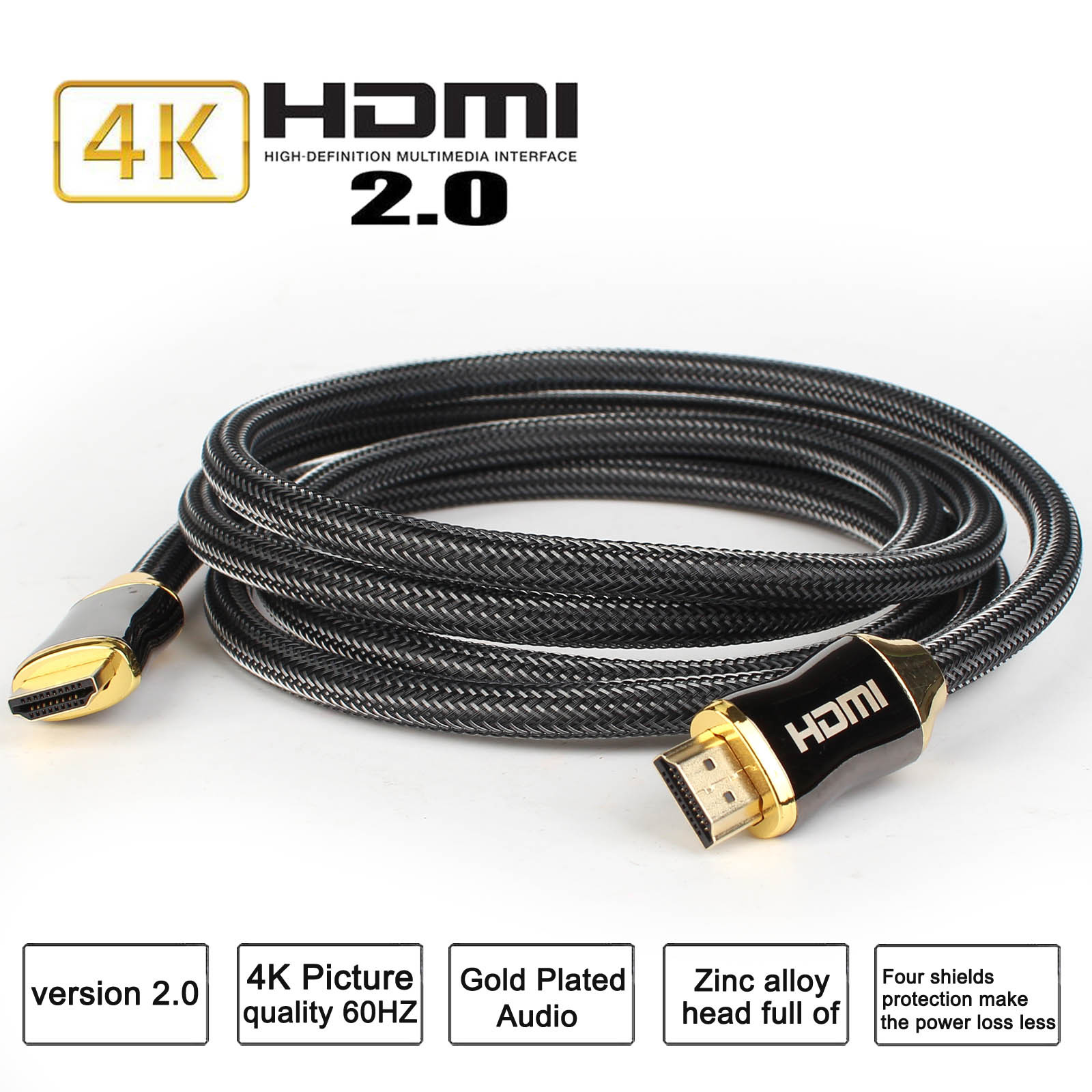 2022 NEWEST HDMI v2.0 Cable 6FT (4K 60Hz HDR UHD 4:4:4) HDCP 2.2 Super ...