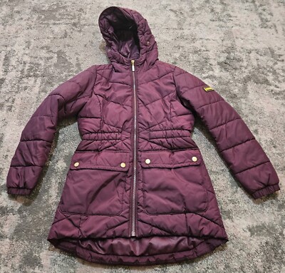 Girls Barbour Jacket Fibredown Burgandy Quilted 10/11 Yrs (L) (No Fur ...