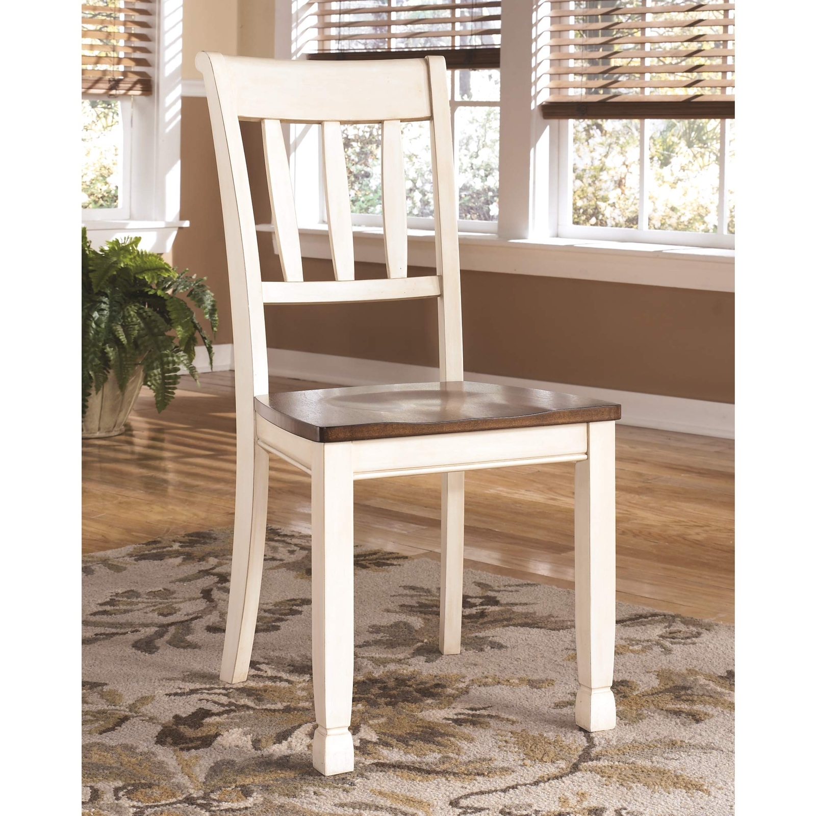 Set of Two Classic White Dining Room Chairs with Oak Wood Seat | eBay