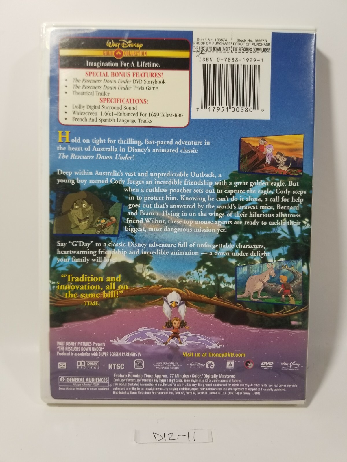 The Rescuers Down Under Disney (DVD, 2000, Gold Collection Edition) OOP ...