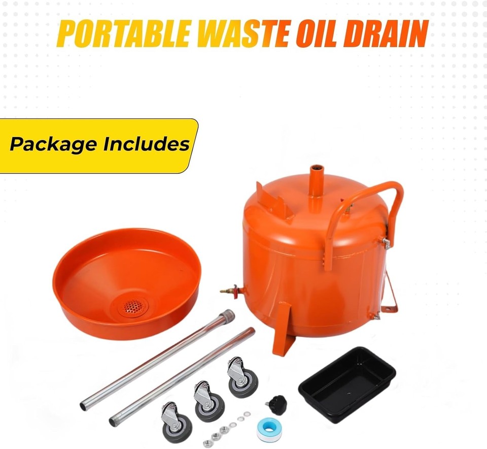 8/20 Gallon Portable Waste Oil Drain Tank with Lift Pan – Oil Drain ...