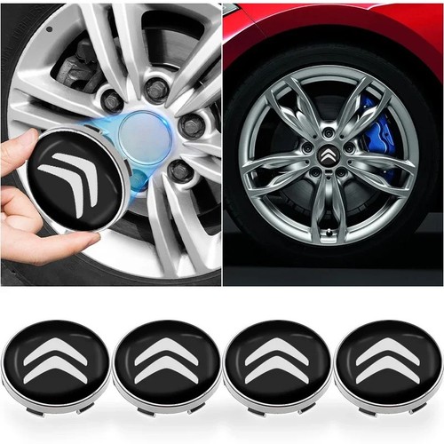 4x Citroen 60mm Alloy Wheel Centre Hub Caps in Black C1 C3 C4 DS3 Most ...