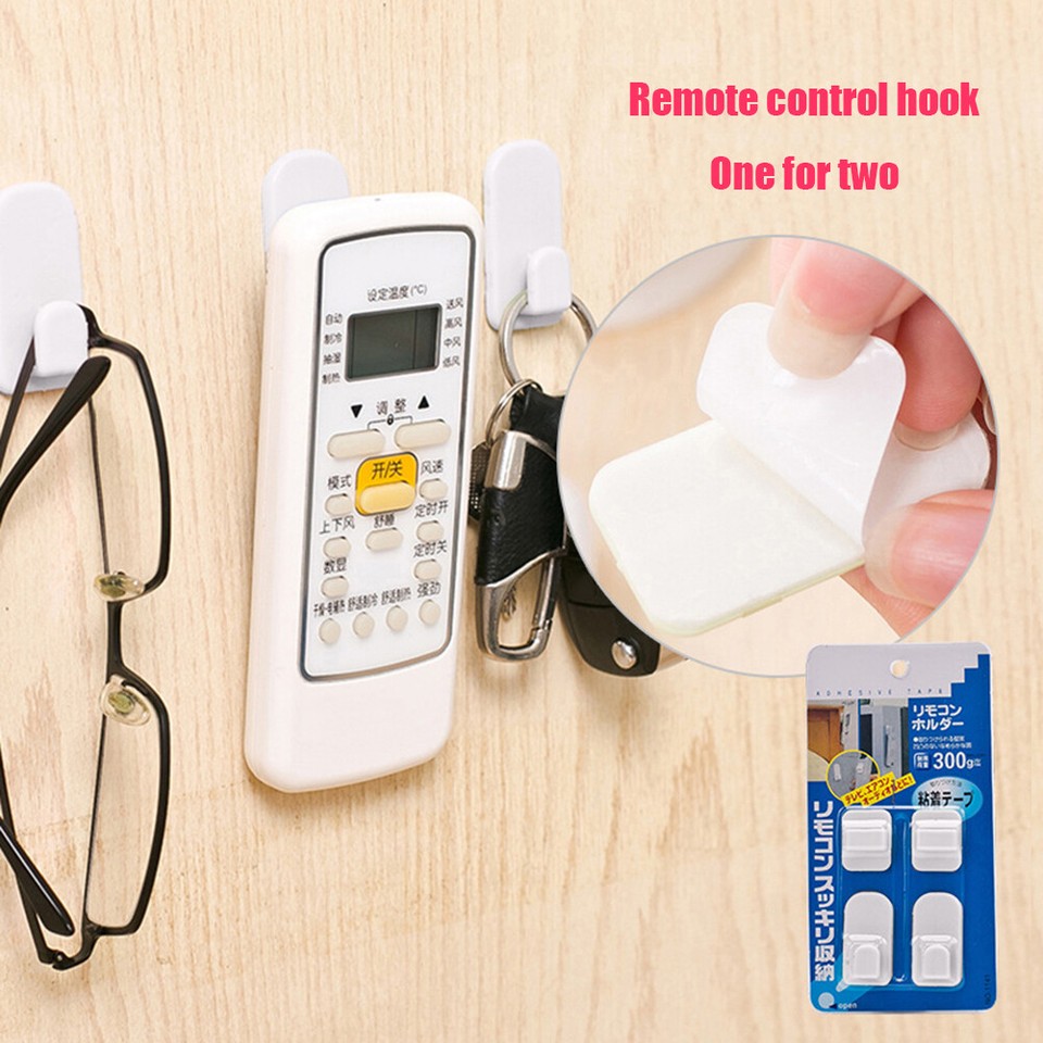 TV Remote Control Sticky Hooks Adhesive Wall Storage Hanger Holder ...