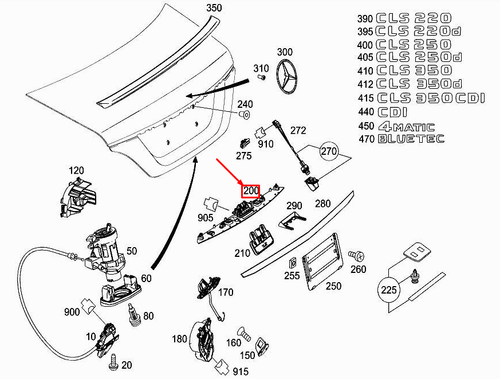MERCEDES-BENZ CLS C218 Rear Trunk Lid Handle Strip A2187500393 NEW ...