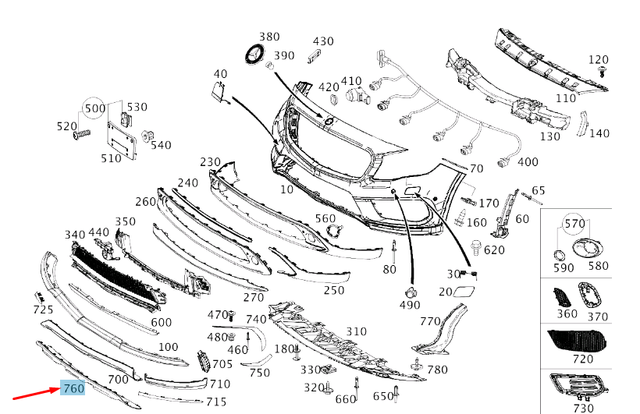 MERCEDES-BENZ GLA X156 FRONT BUMPER BOTTOM TRIM MOLDING A1568859900 ...