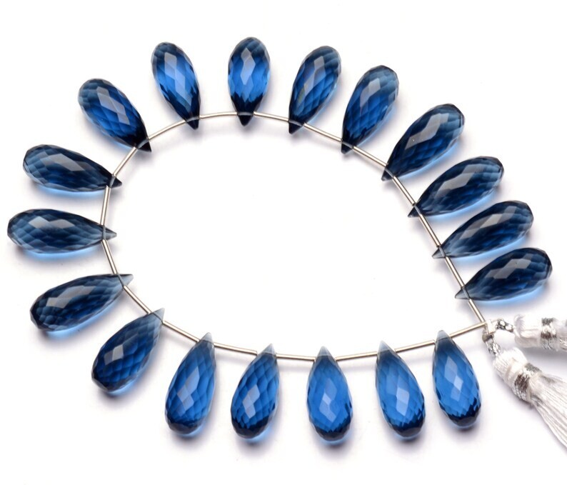 10 Pcs Tear Drop Briolette Beads Hydro London Blue Quartz 8x20MM ...
