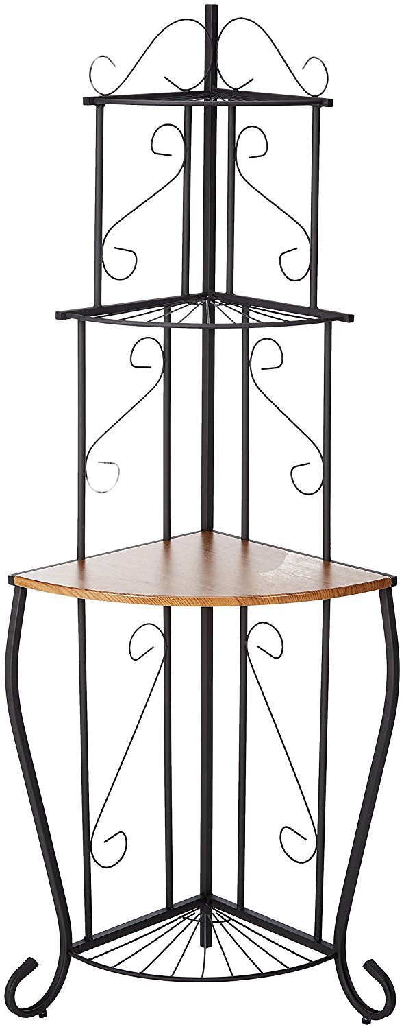 Kings Brand Furniture - Adom Black/Walnut Kitchen Storage Corner Bakers ...