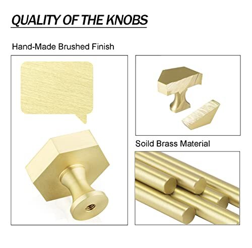 10-Pack Solid Brass Hexagon Cabinet Knobs 0.9-Inch Diameter Gold Decorative S... 722367530357 | eBay
