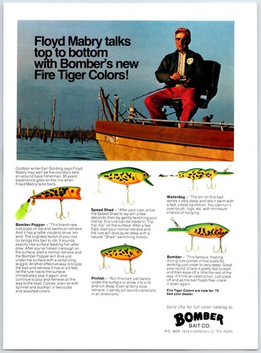 1975 Bomber Speed Shad Old Fishing Lure Original Print Ad Man Cave ...