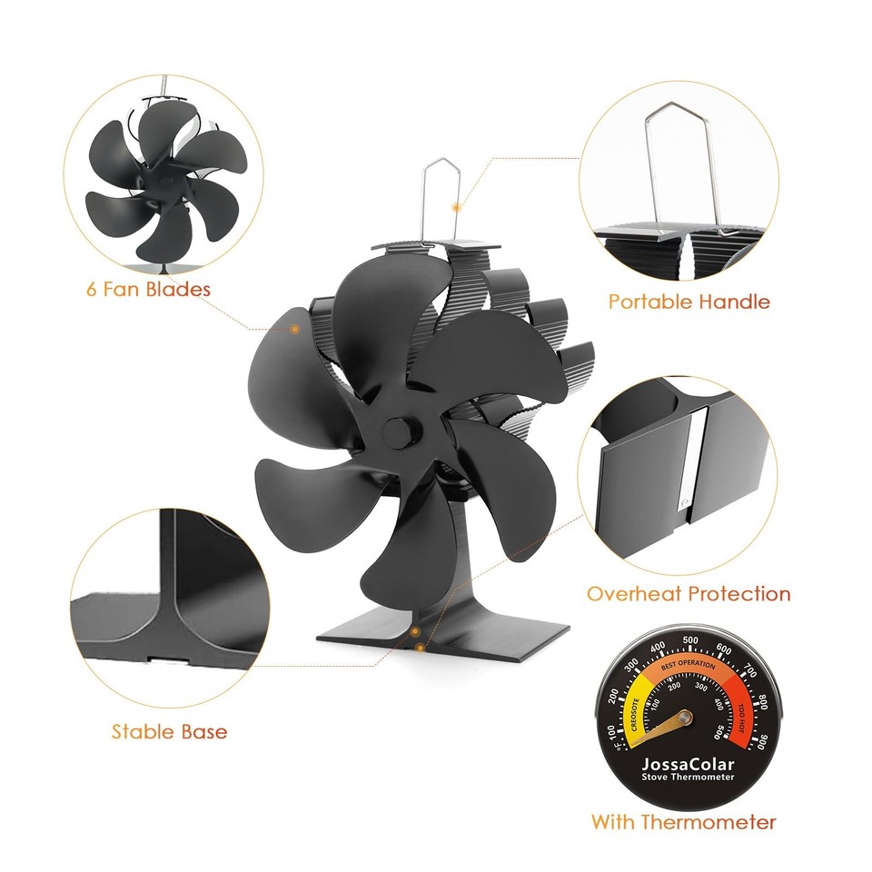 Wood Stove Fan Heat Powered Fireplace Fan Non Electric, Thermal Fan for ...