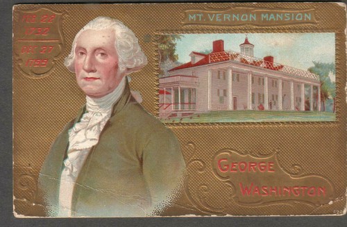 1909 patriotic embossed post card George Washington Tompklins SQ to ...