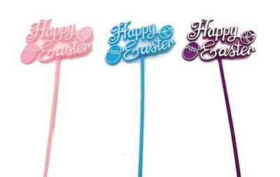 Happy Easter Words floral picks 12 pcs Assorted colors 3x3 top 12 inch ...