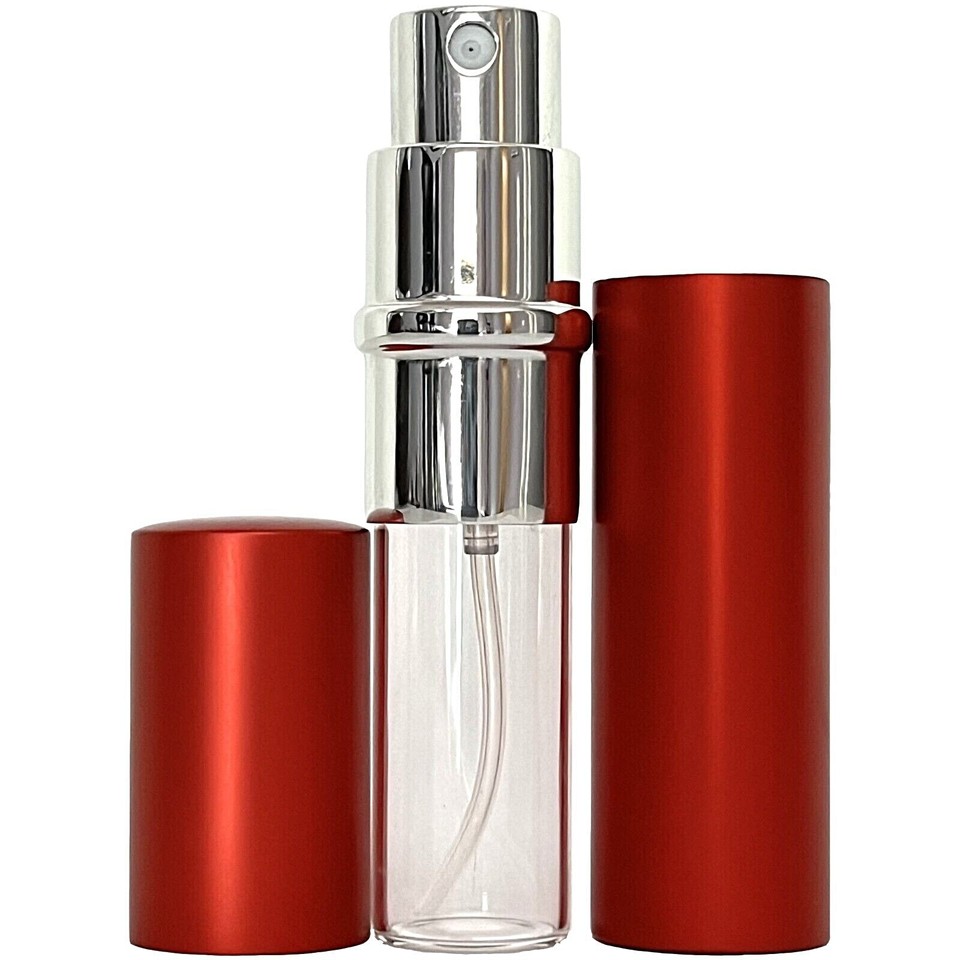 6ml 0.20oz perfume glass spray bottles red aluminum casing silver ...