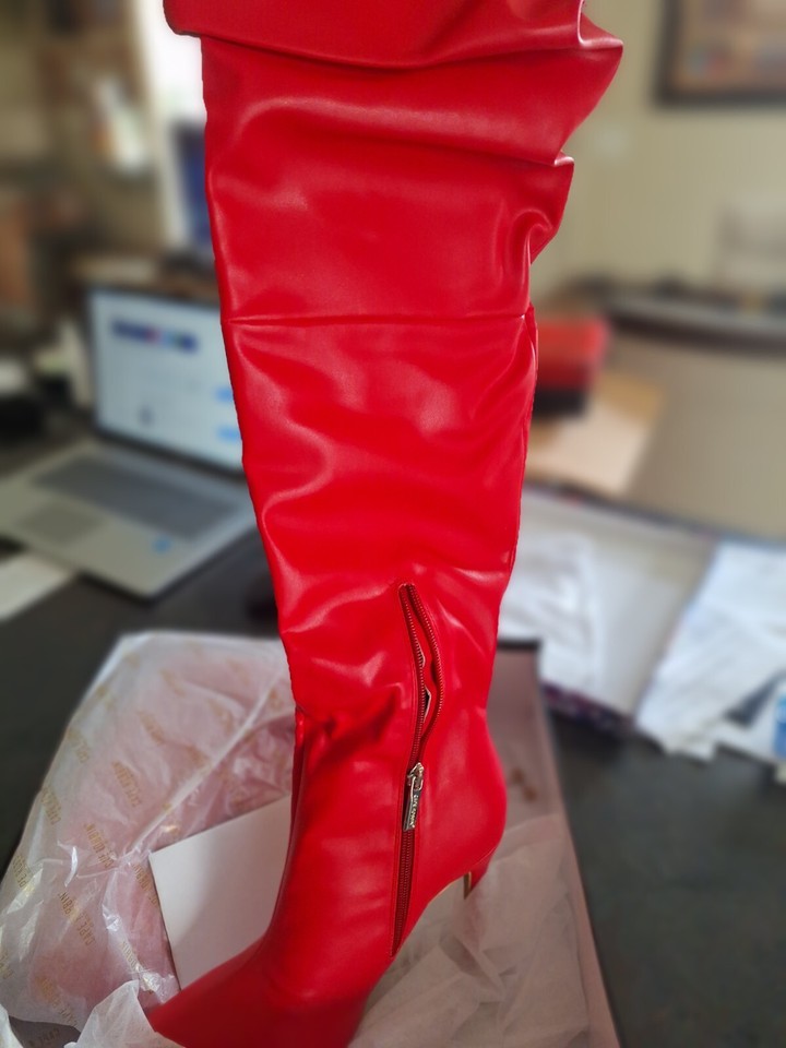 Women's Red Patent Leather Thigh High Boot, Size 8 | eBay