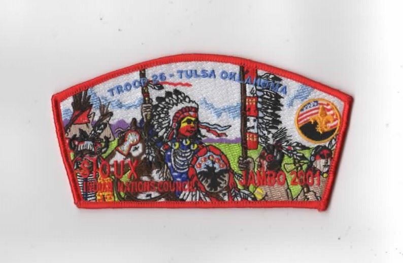 Indian Nations Council SIOUX 2001 Jambo Troop 26-Tulsa Oklahoma RED Bdr ...