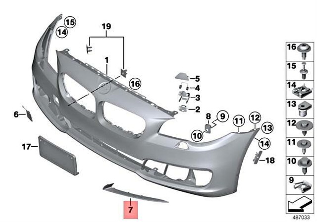 Genuine BMW OEM 51117331770 Protective Rubber Striprght Frnt Bumper for ...