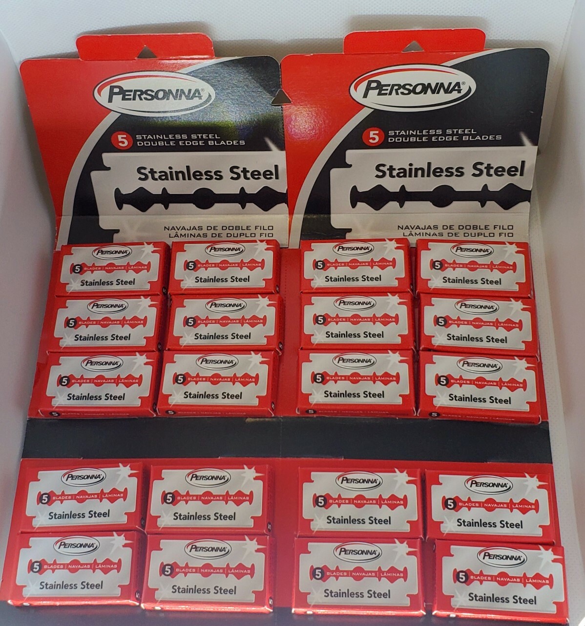 Personna Red Chrome Double Edge Stainless Steel 100 Blades 20 BOXES OF ...