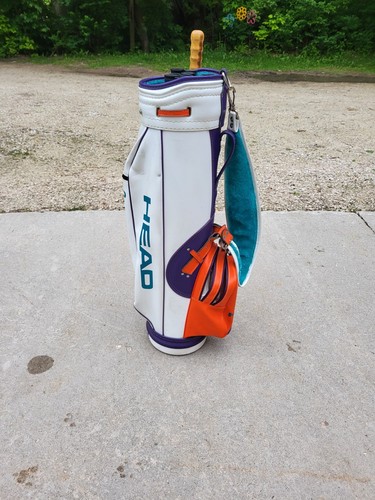 HEAD Vintage Golf Bag Large Leather White Orange Purple Turquoise with ...