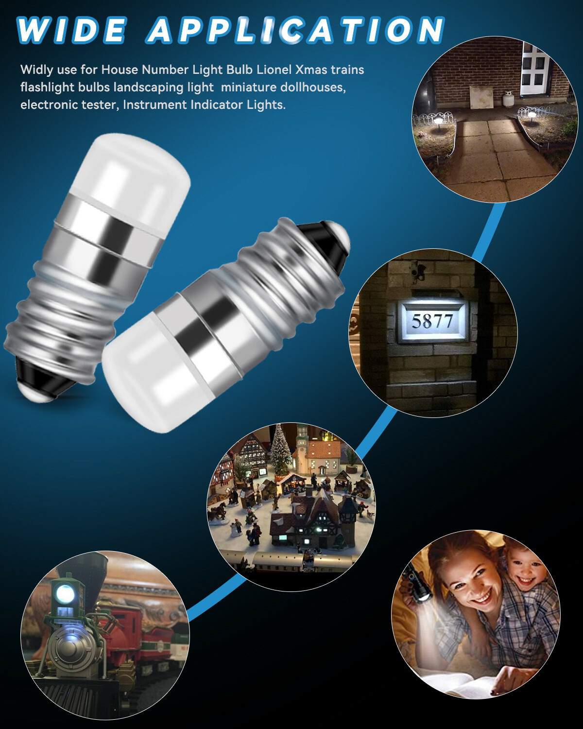 30Pcs E10 LED Screw Bulbs E10 Base Mini Lamp 1487 1447 Bulb 1446 1449 ...