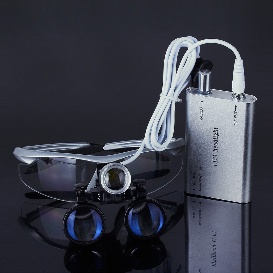 Dental Surgical Binocular Loupe Magnifier Glasses 3.5X-R Dentisit LED ...