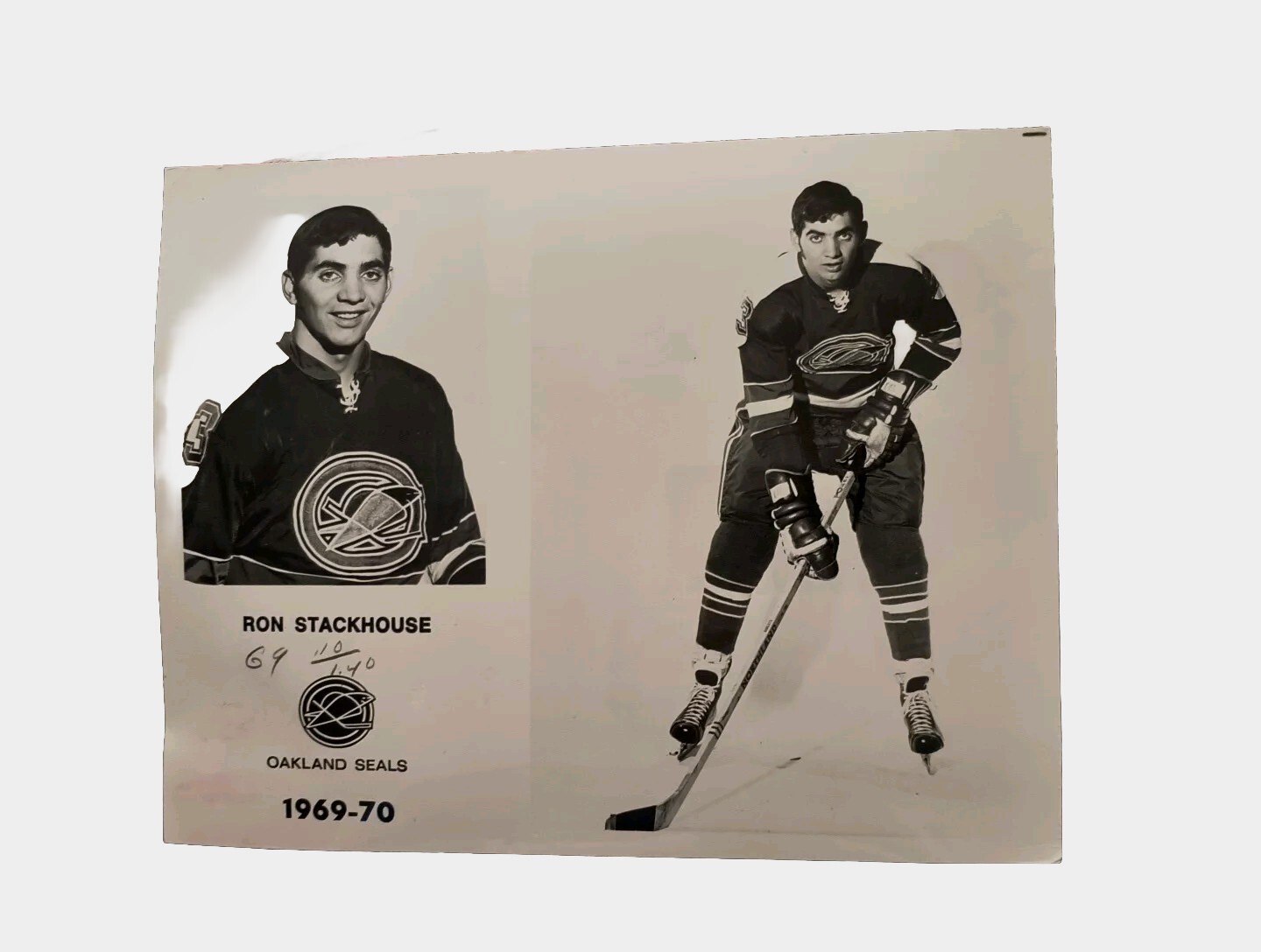 1969-70 NHL HOCKEY TEAM ISSUE OAKLAND SEALS RON STACKHOUSE CALIFORNIA ...