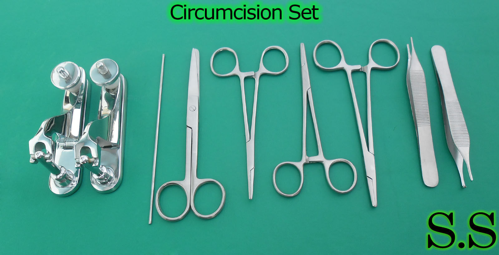 Circumcision Set c/w"2 Gomco" style clamp 1.5cm+1.45cm, s/s & 6 s/s ...