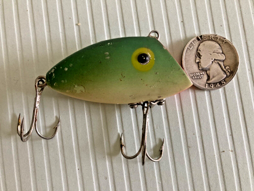 VINTAGE PICO PERCH CRANKBAIT LIPLESS SOLID GREEN FISHING LURE USA VTG ...