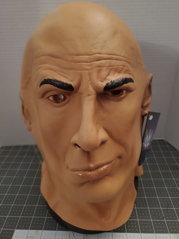 WWE Pro Wrestling The Rock Latex Halloween Mask Dwayne Johnson Black ...