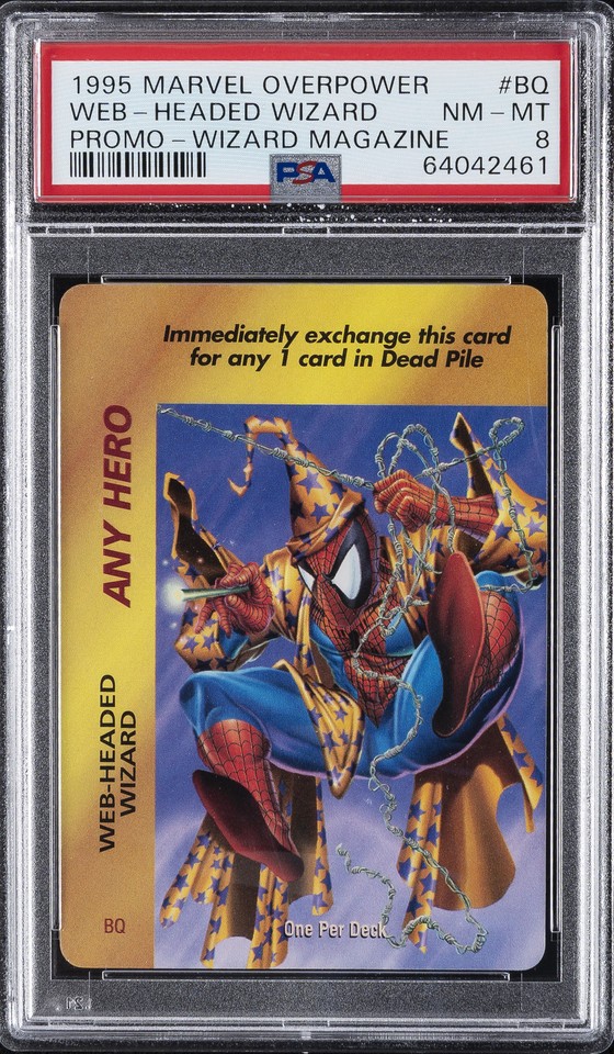1995 MARVEL OVERPOWER PROMO WIZARD MAGAZINE #BQ WEB-HEADED WIZARD PSA 8 ...