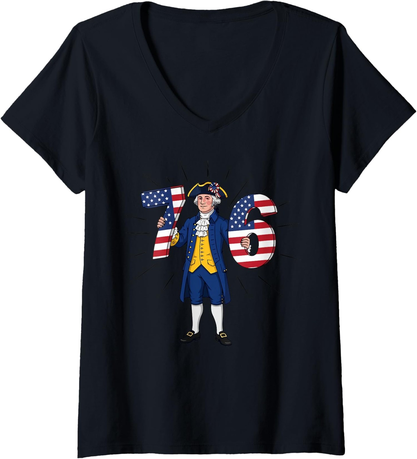 George Washington Six Seven American Flag Ladies' V-Neck Tshirt | eBay