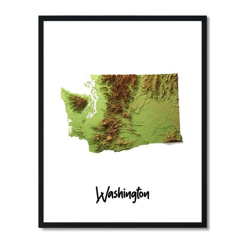 8X10 Unframed Washington State Geography Map Art Print Poster ...