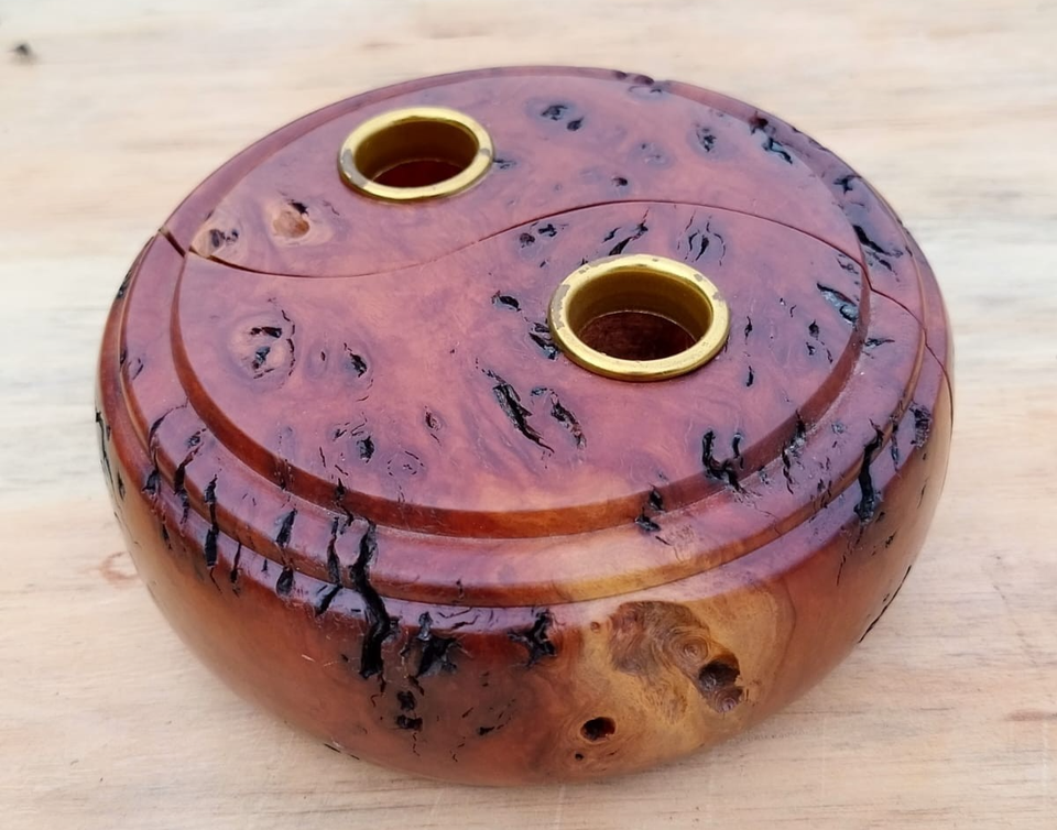Pair of Handmade Candle holders Made from Bimble Box Burl Signed Made ...