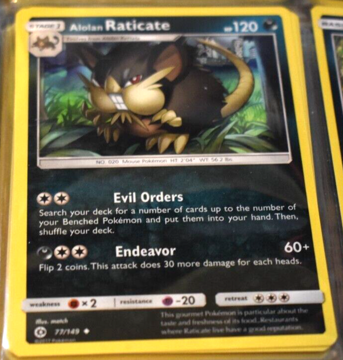 Alolan Raticate 77/149 Sun & Moon Base Set Pokemon Trading TCG Game ...