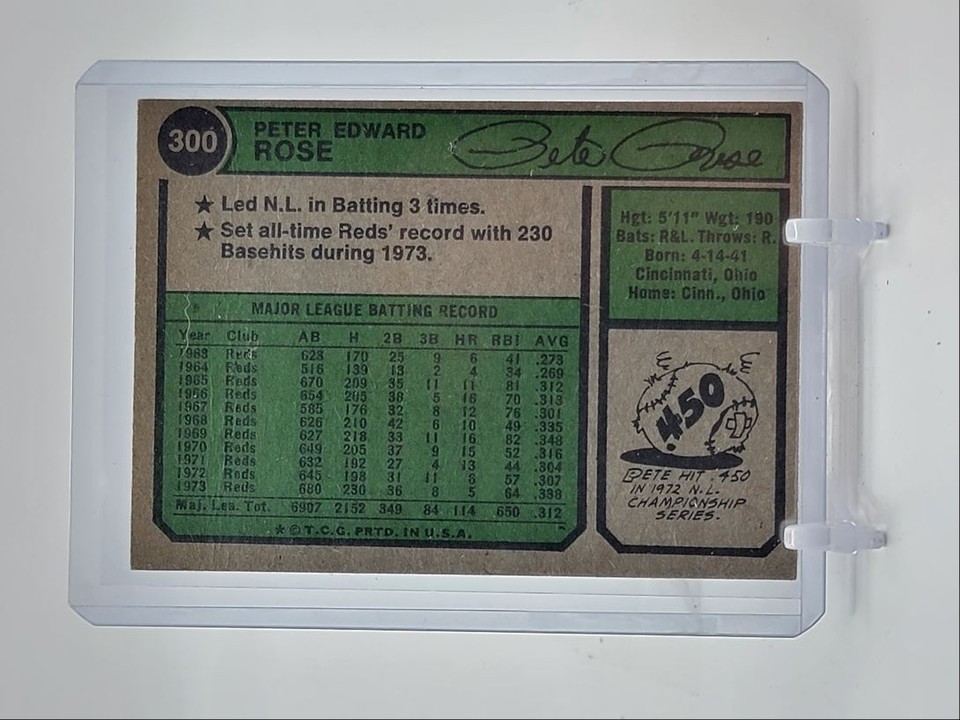 PETE ROSE 1974 TOPPS BASEBALL CINCINNATI REDS #300 Q2157 | eBay