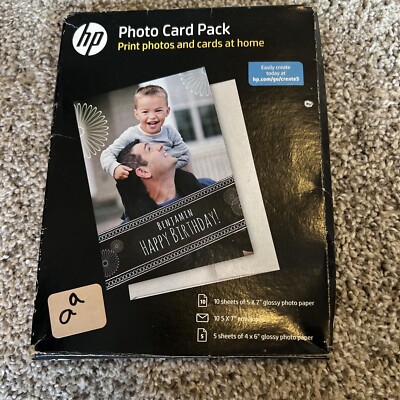 HP Inkjet Printer Glossy Photo Card Pack Picture Paper Pack 5” x 7” & 4 ...