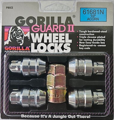 Gorilla 61681N Gorilla Guard Chrome (1/2” Thread Size) Acorn Wheel Lock ...