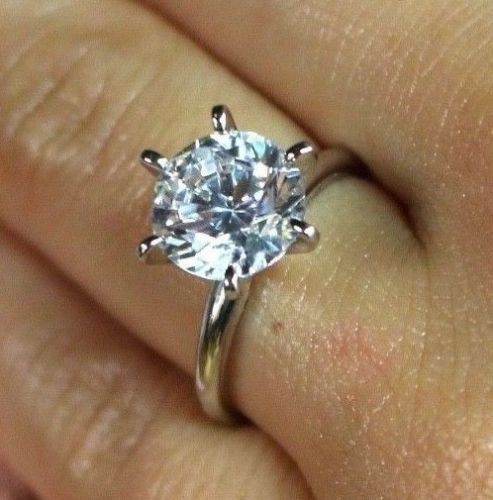3.00 CT Certified GRA Moissanite SOLITAIRE ENGAGEMENT RING 14K WHITE ...
