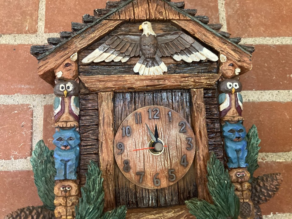 WMG 2005 Rustic FREEDOM Eagle Cuckoo quartz Chime Clock with pinecones | eBay