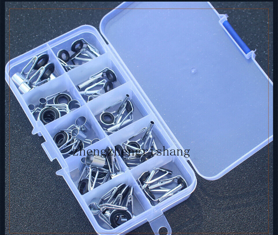 36pcs Fishing Rod Guide Tip Top Ring Eye Wire Loop Repair Kit Stainless ...