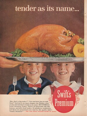 1964 Swift's Premium Vintage Print Ad Butterball Turkey Freckled Face ...