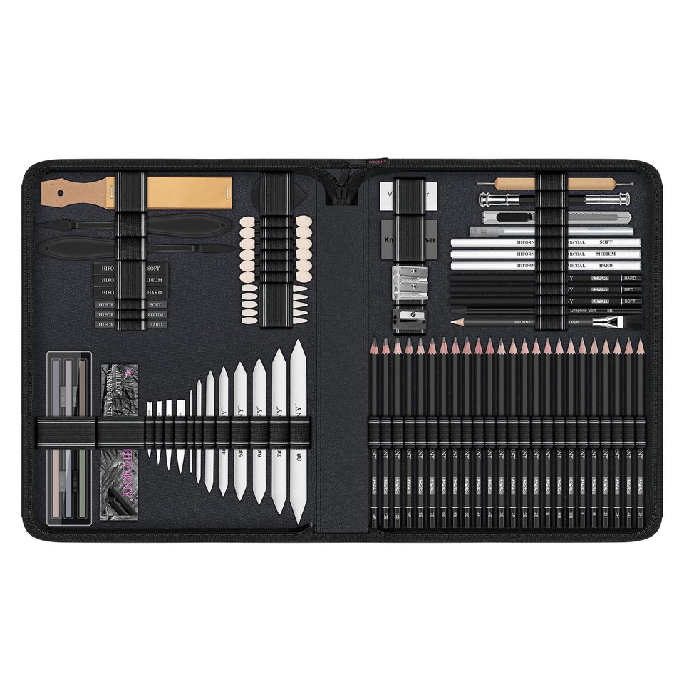 100 PCS Drawing Set Sketching Kit,Sketch Pencils Art Supplies with ...