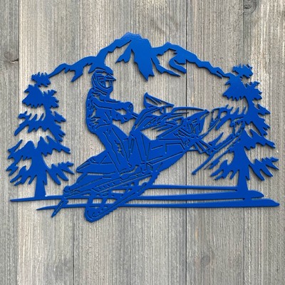 Snowmobile Scene Metal Sign Cutout - Custom Powder Coated Metal ...